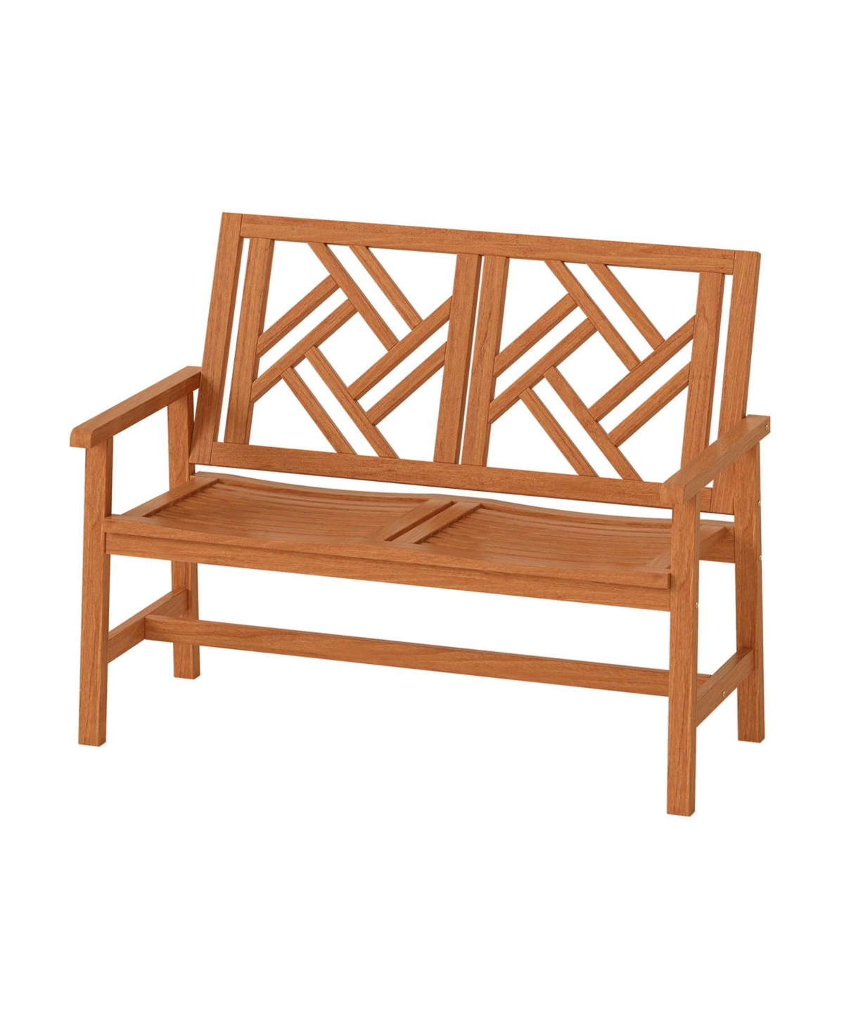 Click here for Sugift Outdoor Wood Patio Loveseat Chair with Geom... prices