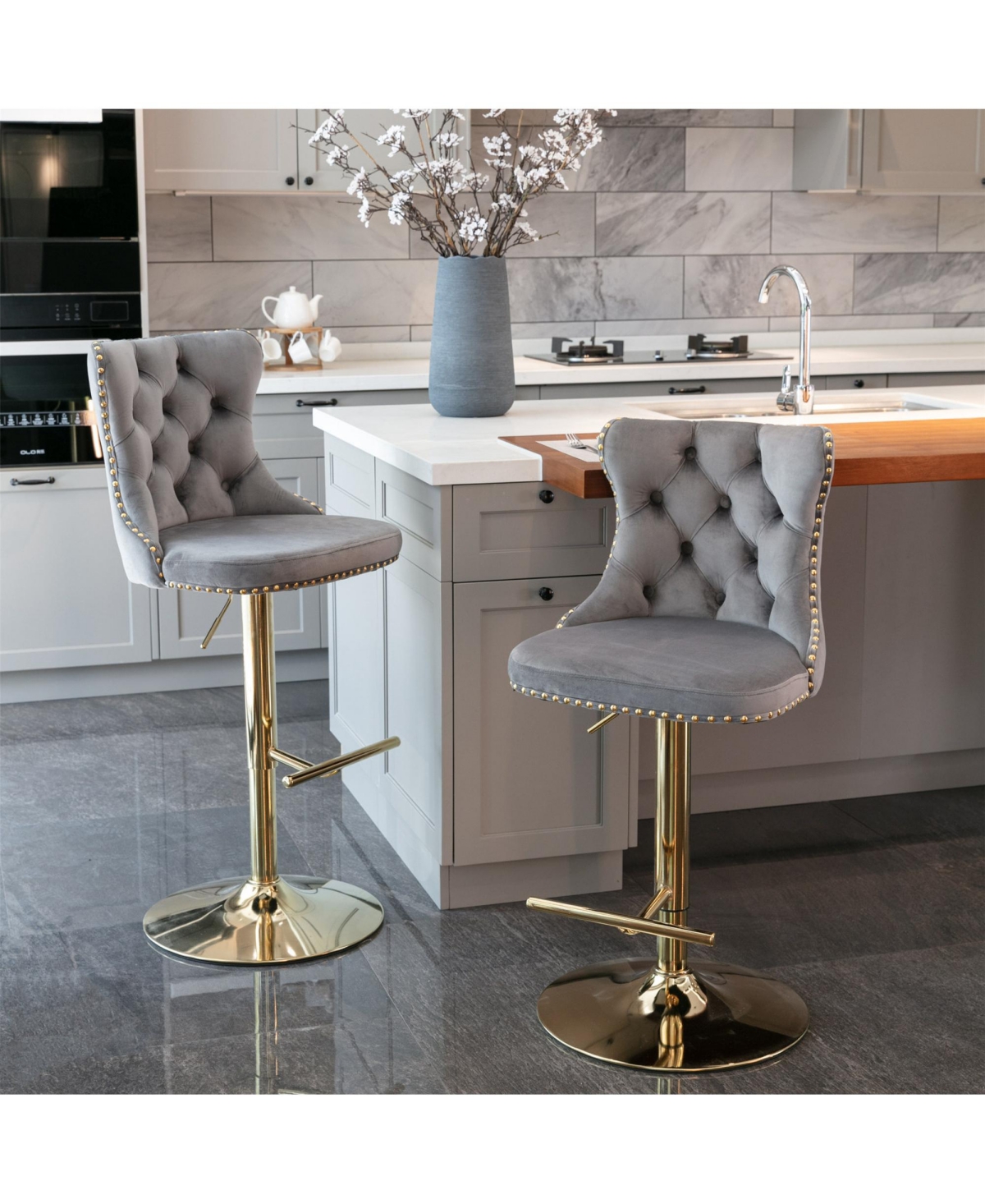 Click here for Rainsken Velvet Swivel Bar Stools Set of 2  Adjust... prices
