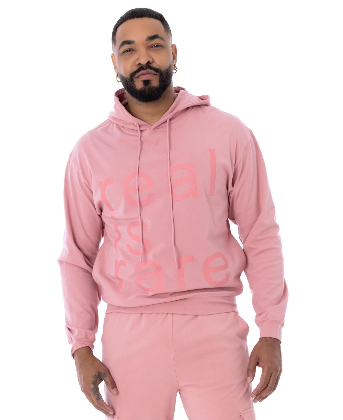 Click here for Dai Moda Mens Real is Rare Jersey Hoodie - Pink prices