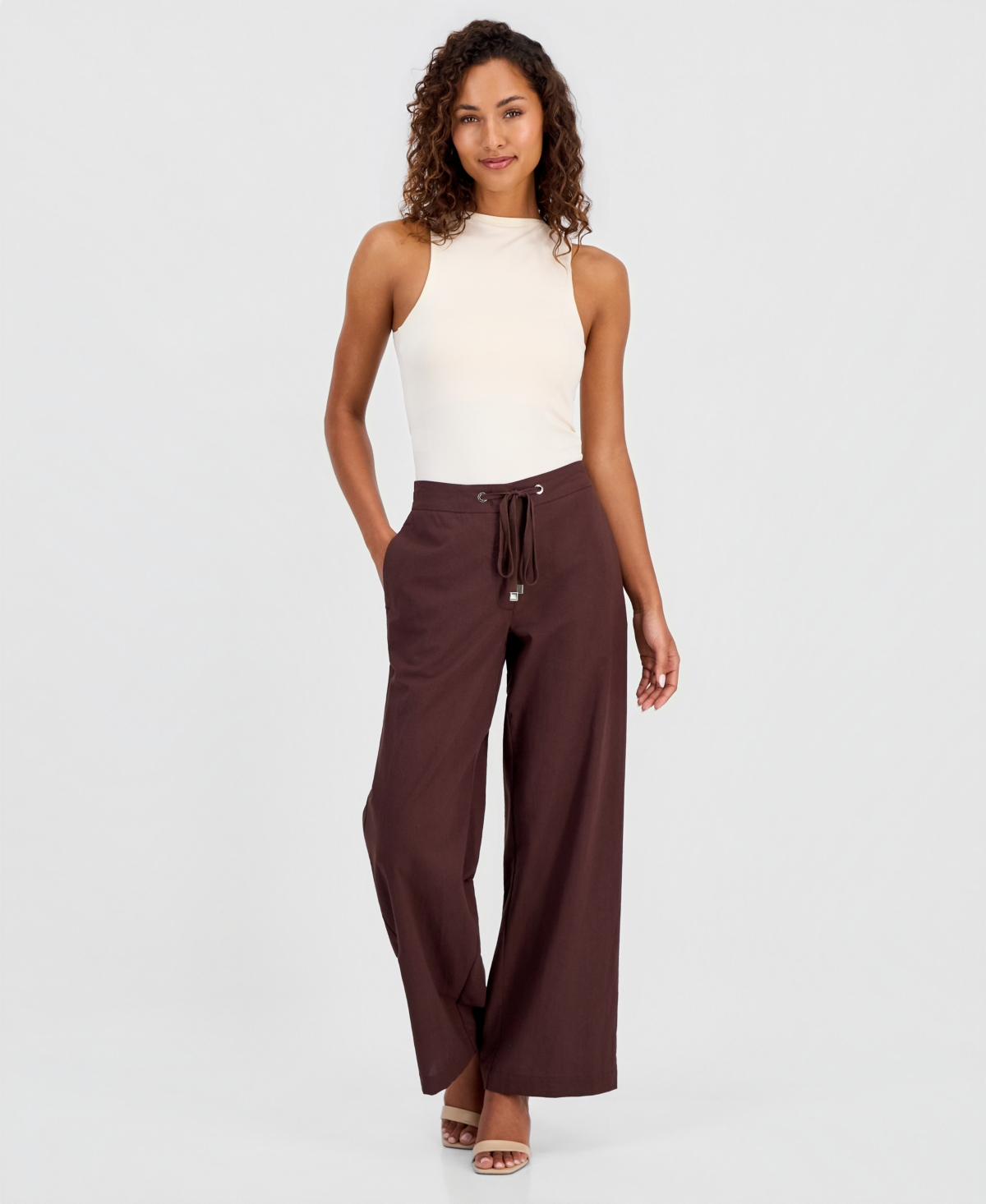 Click here for T Tahari Womens Cotton & Linen Drawstring Pull-On... prices