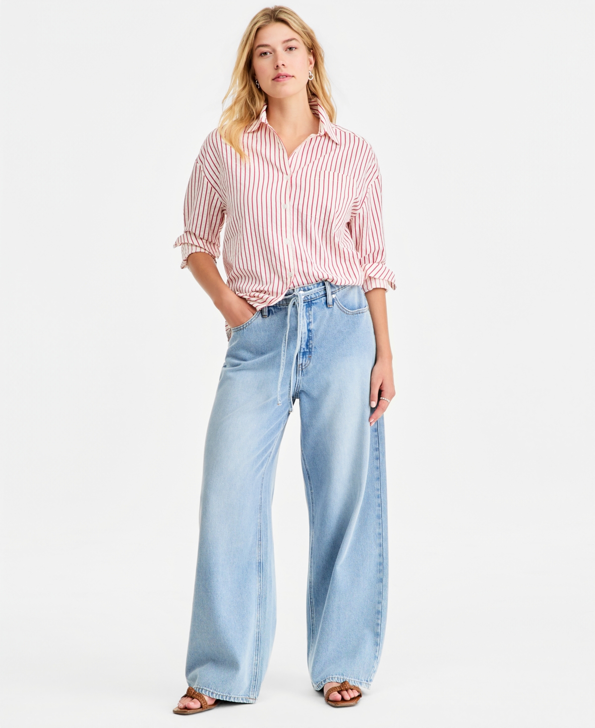 Click here for On 34th Womens High-Rise Wide-Leg Soft Denim Jeans... prices