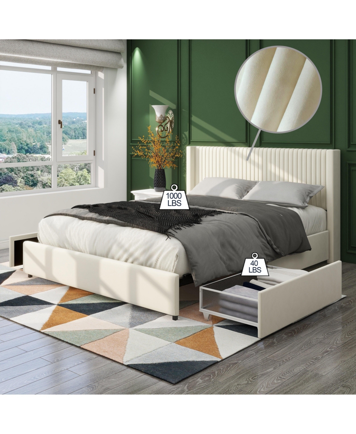 Click here for Lucky One Anna Patented 2-Drawer Storage Bed Velve... prices