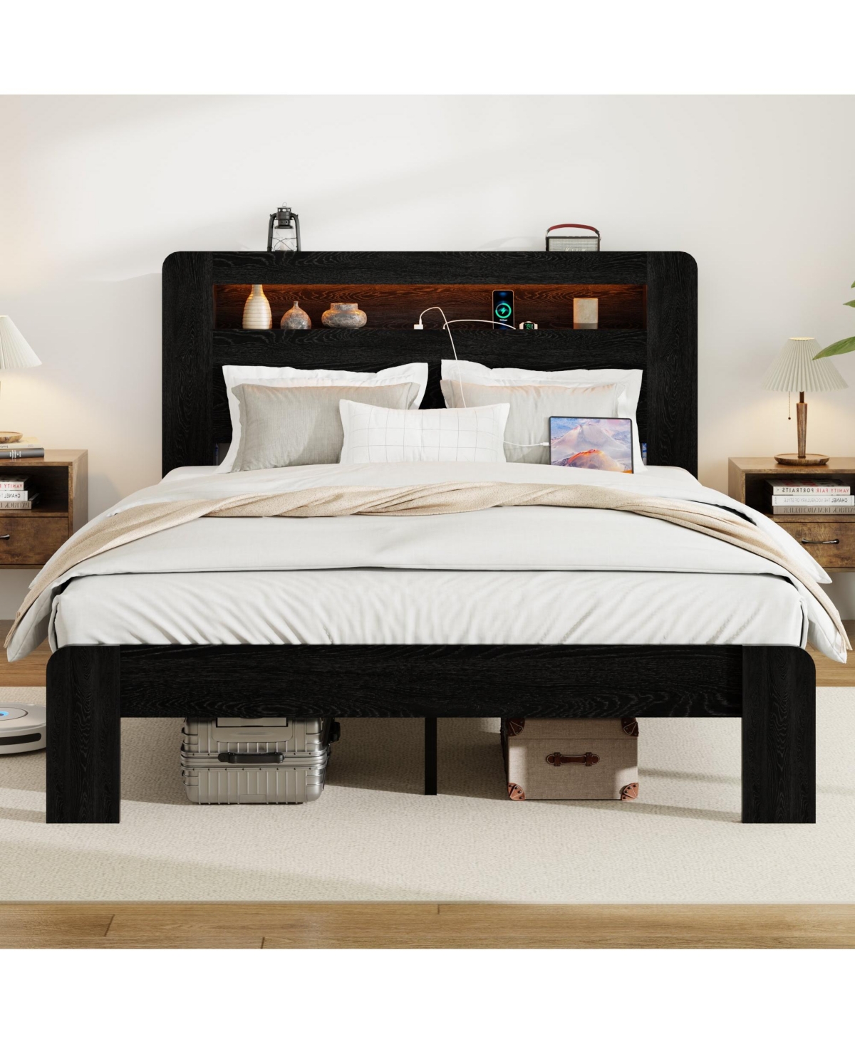 Click here for Lucky One Bed Frame Wood Platform Bed Frame with S... prices