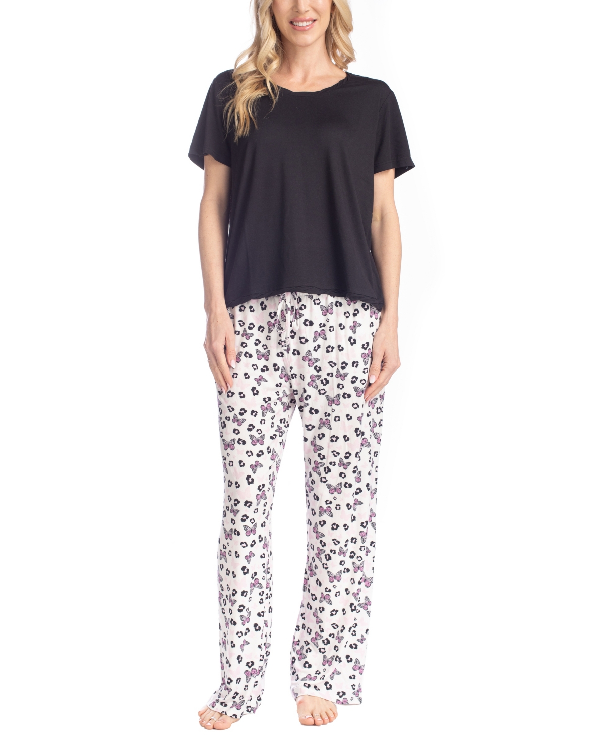 Click here for Muk Luks Womens Artistic Garden Round Neck Top and... prices