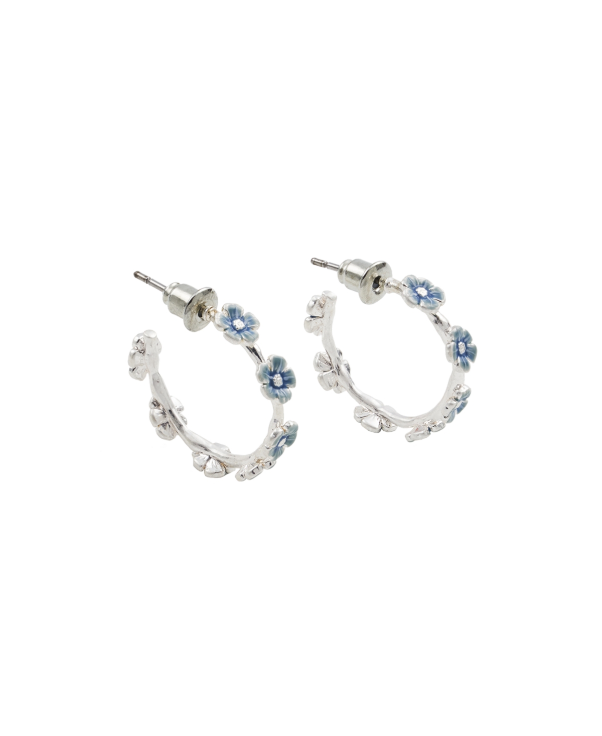 Click here for Forget-Me-Not Stud Hoop Earrings Silver - Blue  si... prices