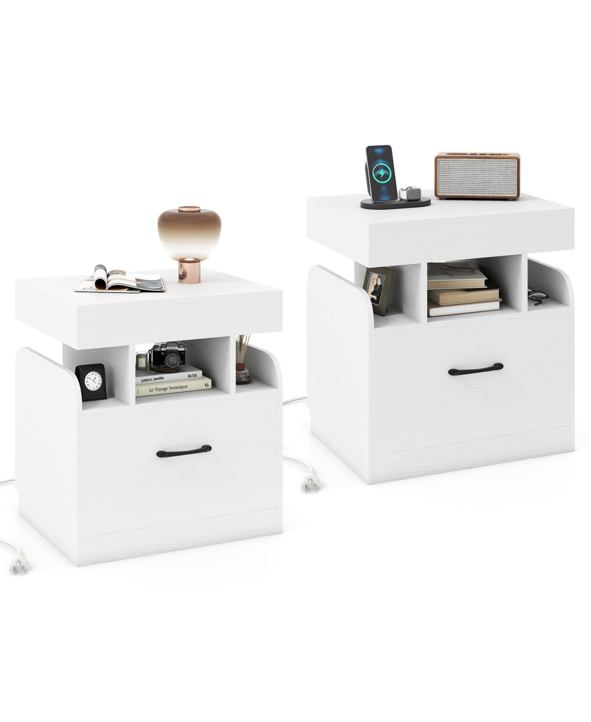 Click here for Gymax 2-Piece Nightstand with Charging Station Dra... prices