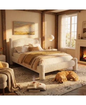 Click here for Homfan Boucle Bed Frame Upholstered Platform Cloud... prices