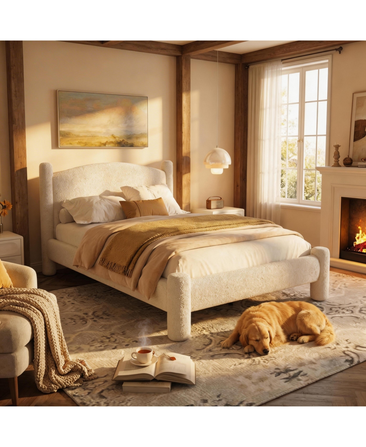 Click here for Homfan Boucle Bed Frame  Upholstered Platform Clou... prices