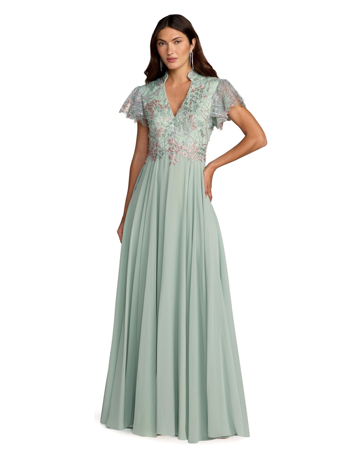 Click here for Mac Duggal Womens Embroidered Top Chiffon Skirt Ru... prices