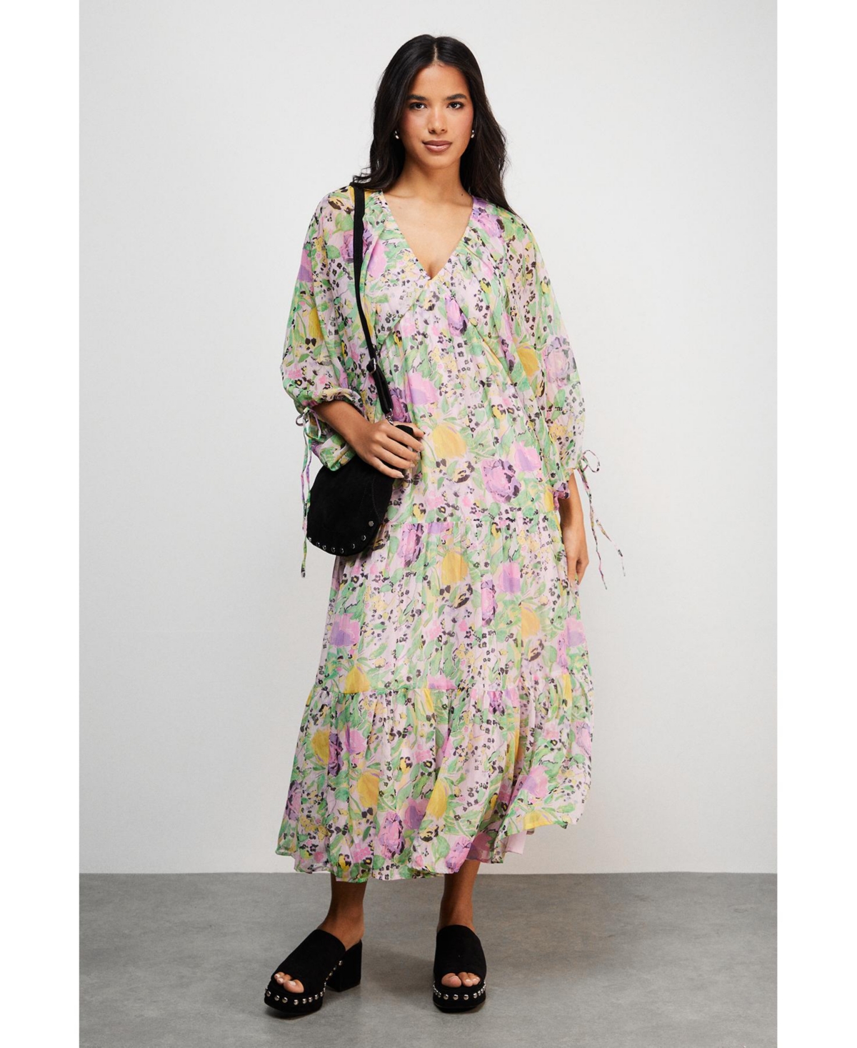 Click here for Warehouse Womens Chiffon Batwing Midi Dress - Flor... prices