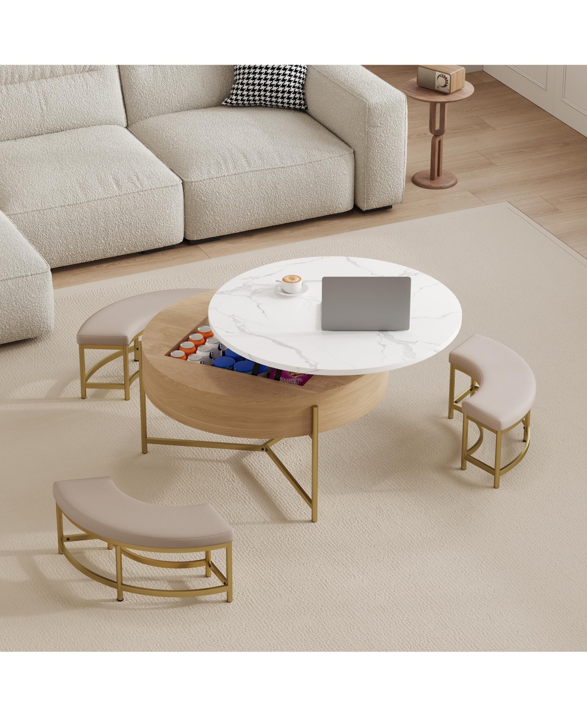 Click here for Rainsken Modern Round Lift-Top Coffee Table with H... prices