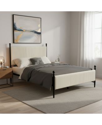 Click here for Homfan Modern Corduroy Upholstered Bed Frame Verti... prices