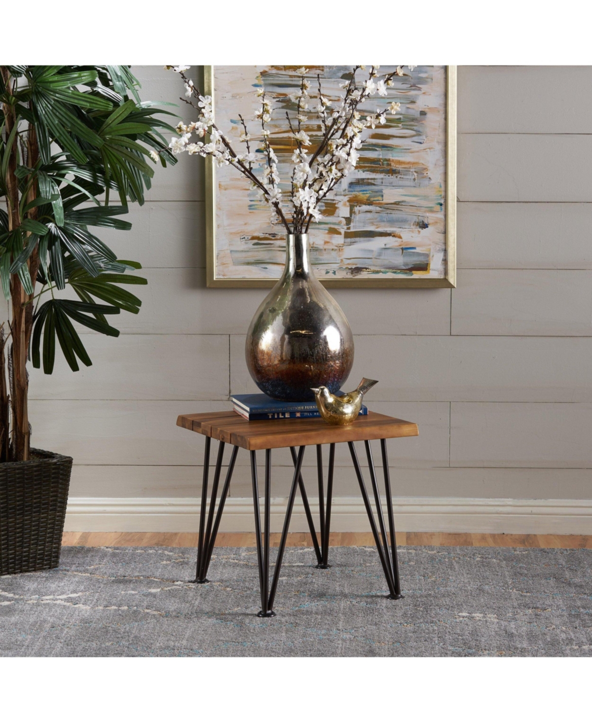 Click here for Mondawe Wood and Metal Outdoor Accent Table - Brow... prices