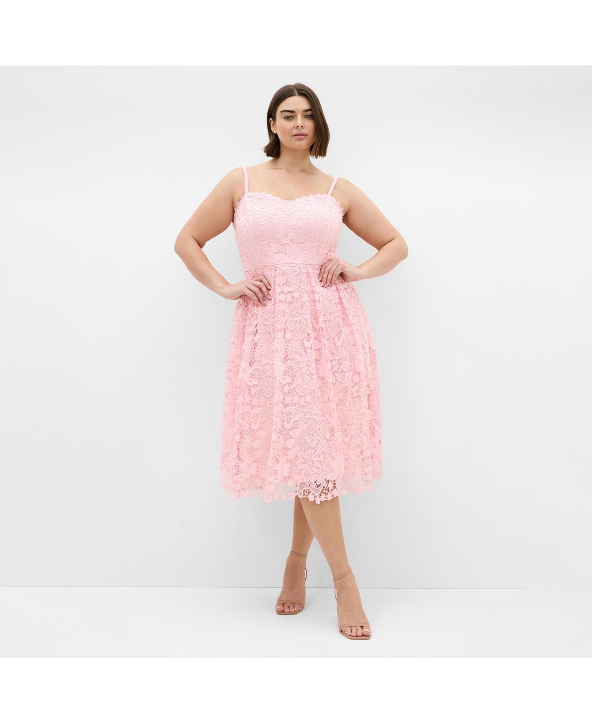 Click here for City Chic Womens Scarlet Lace Dress - Heavenly pin... prices