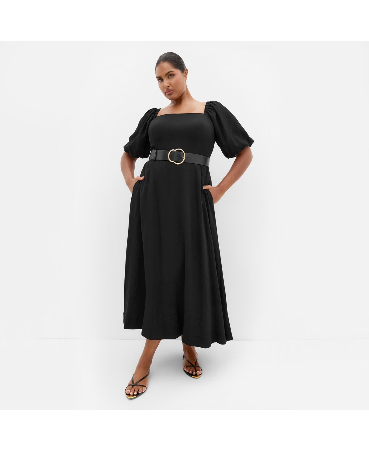 Click here for City Chic Womens Collins Puff Sleeve Belted Maxi D... prices