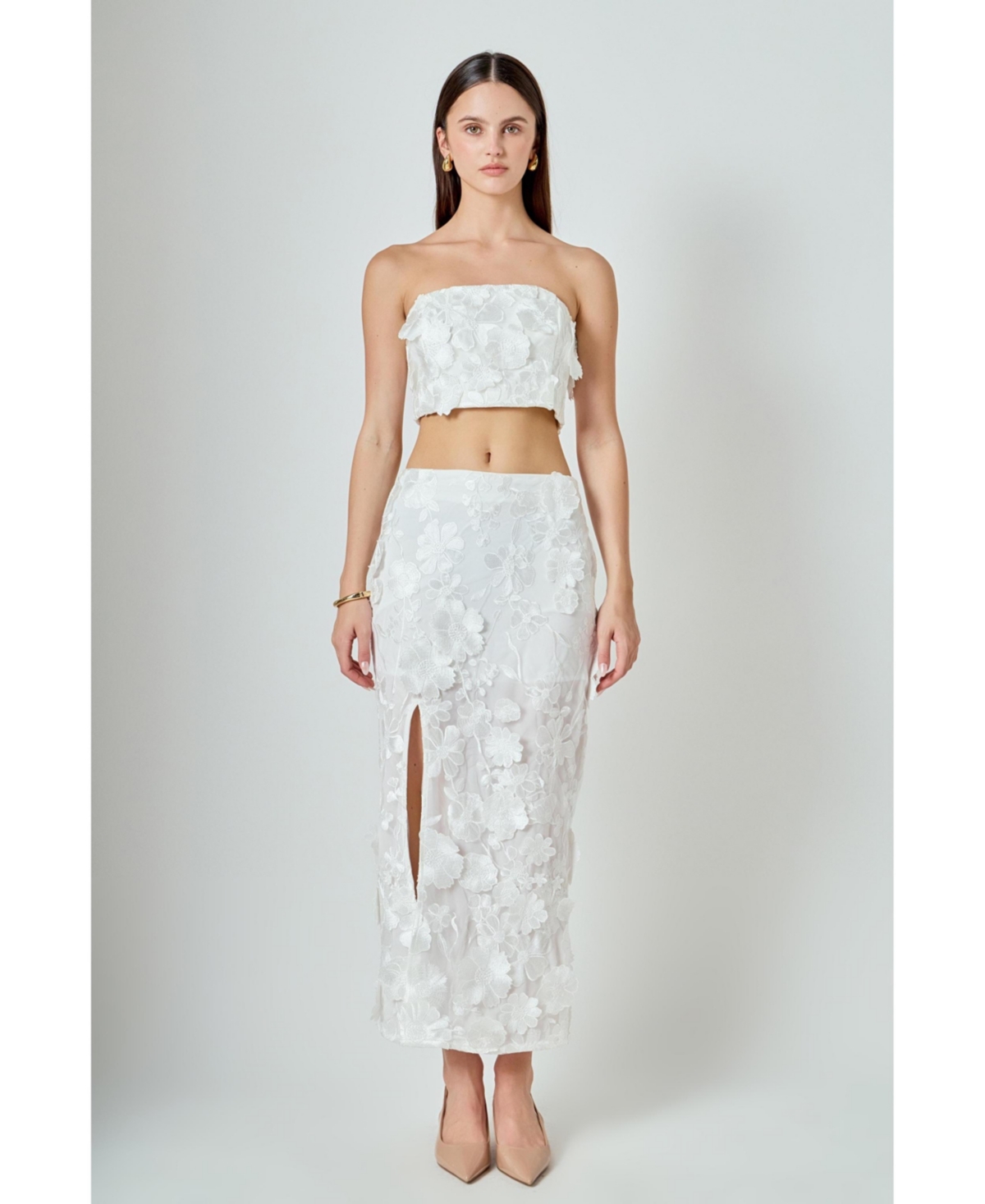 Click here for endless rose Womens Floral Embroidered Set - White prices