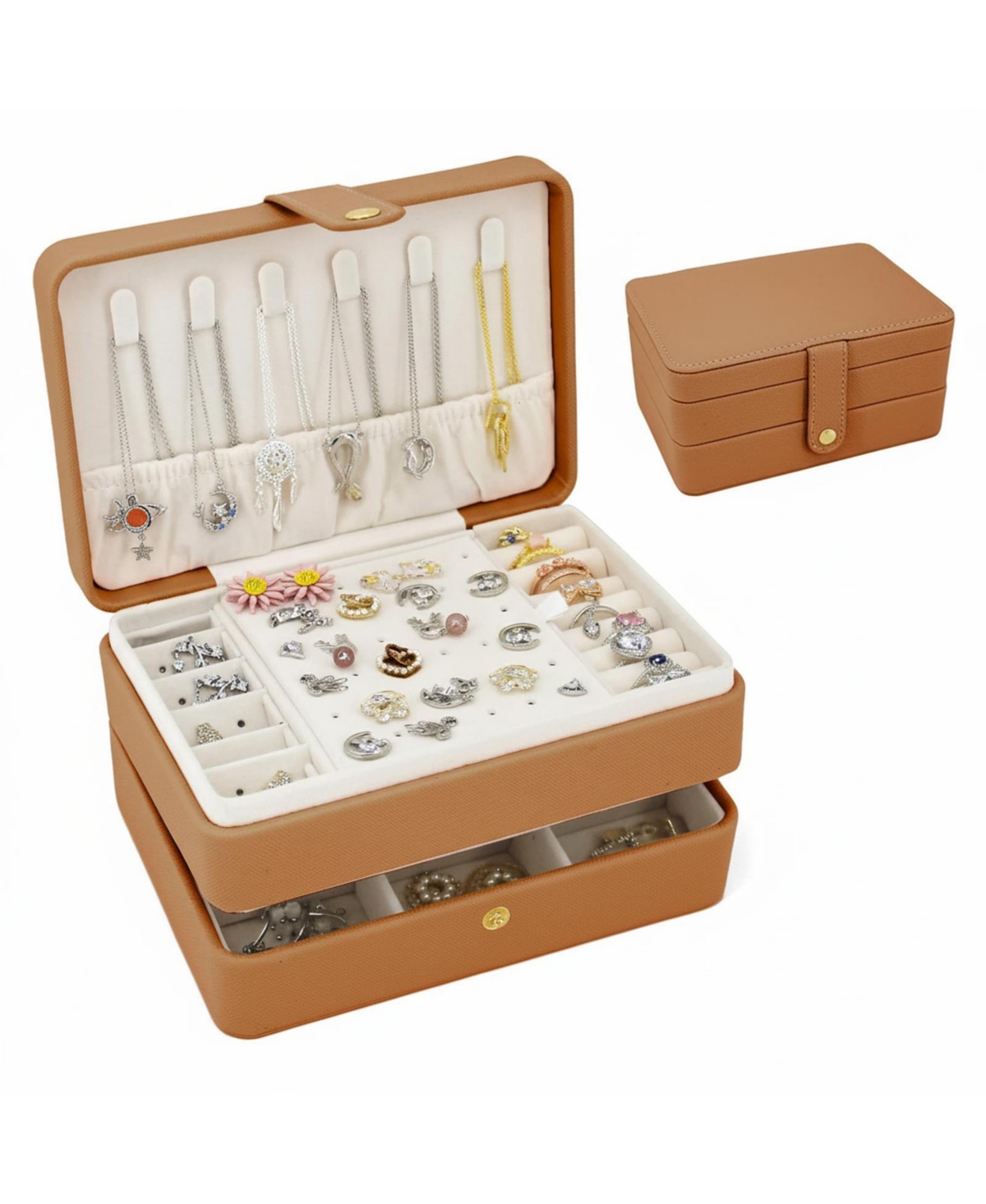 Click here for Yigii Double Layers Pu Leather Jewelry Travel Orga... prices