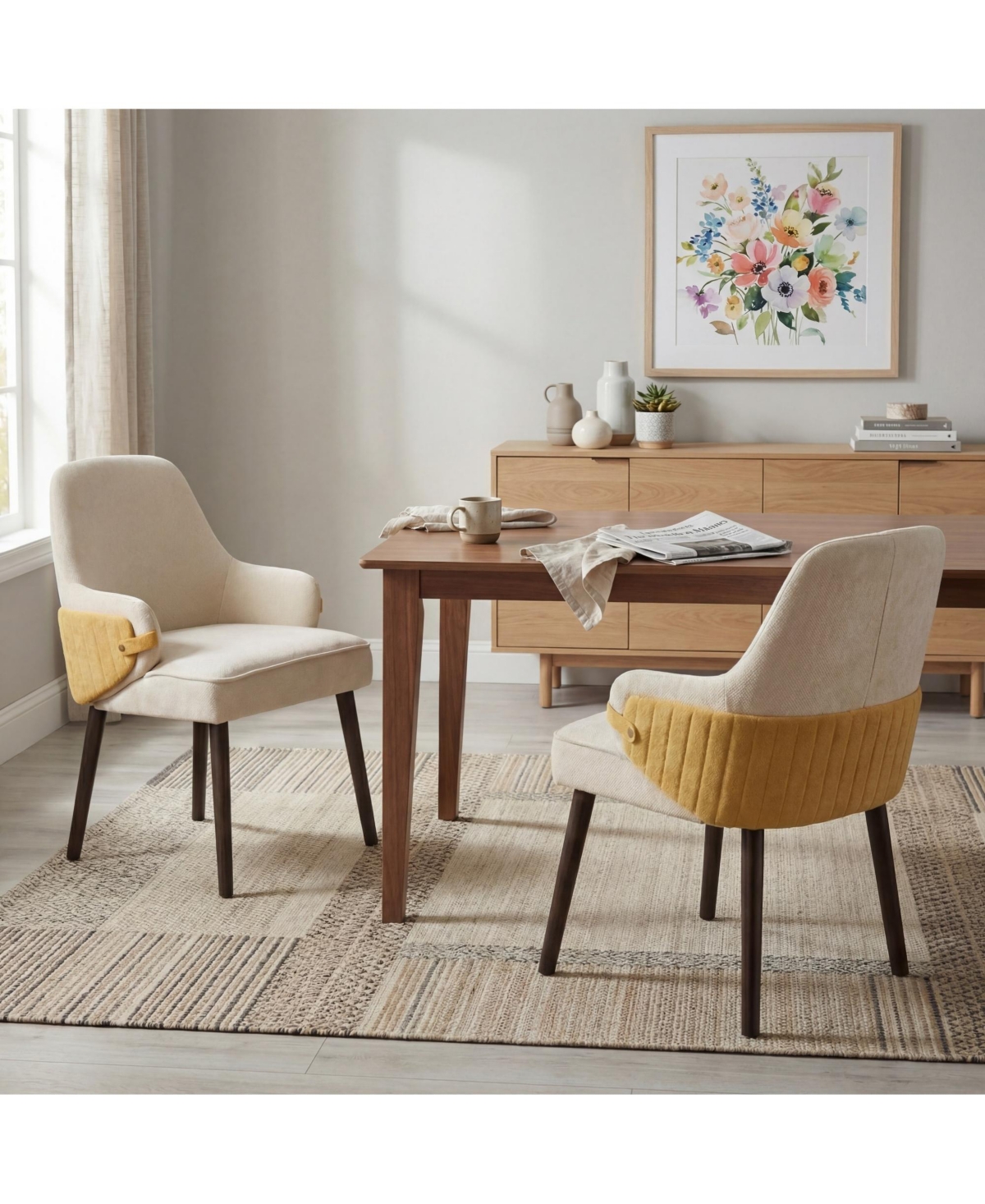 Click here for Rainsken Indoor Dining Chair Set of 2  Two-Tone Fa... prices