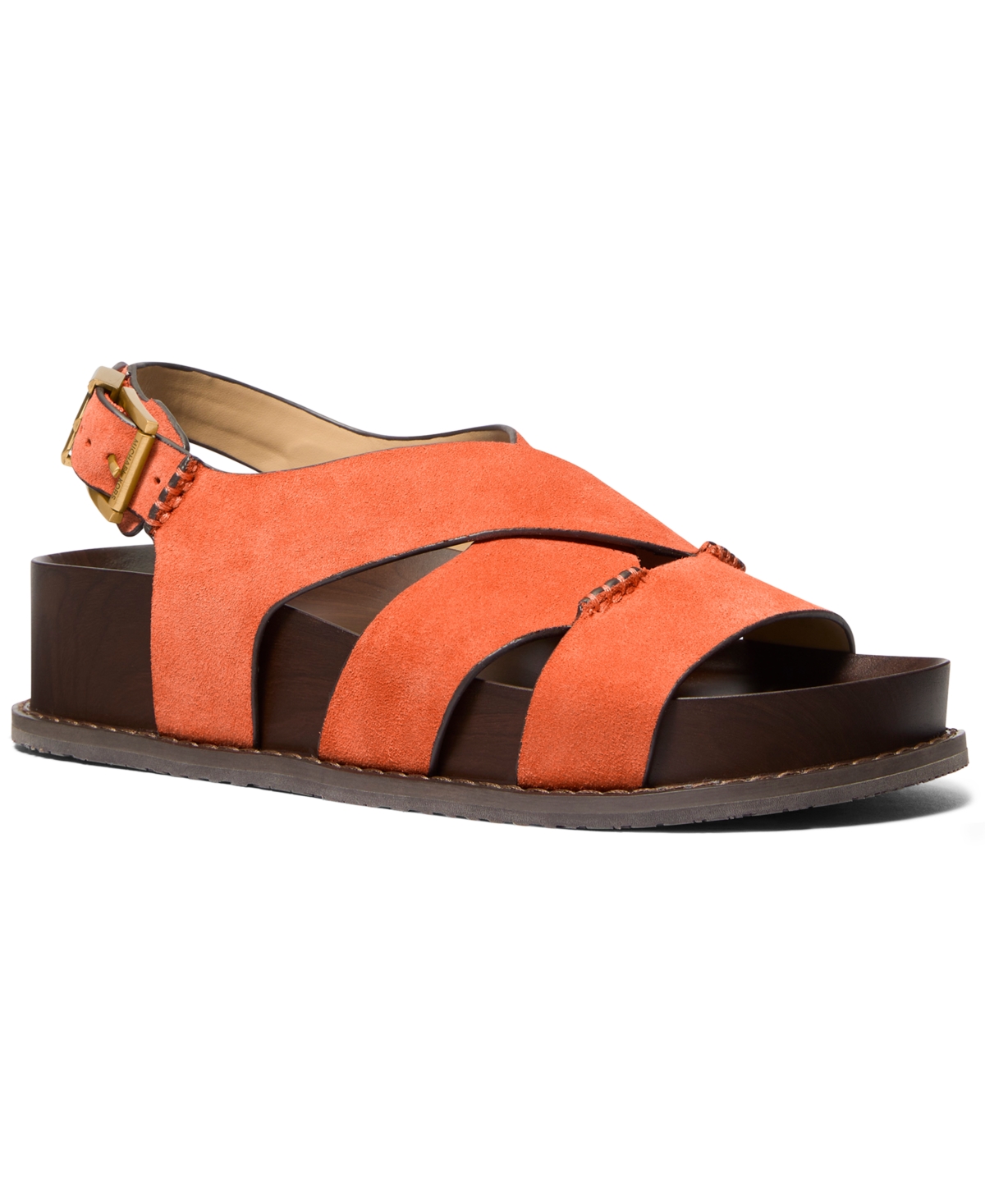 Click here for Michael Kors Womens Raven Buckle Flat Footbed Sand... prices