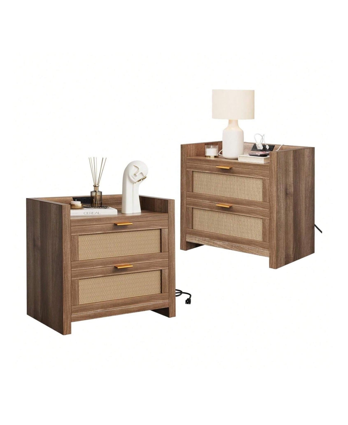 Click here for gaomon Set of 2 Modern Wooden Nightstands with 2 R... prices