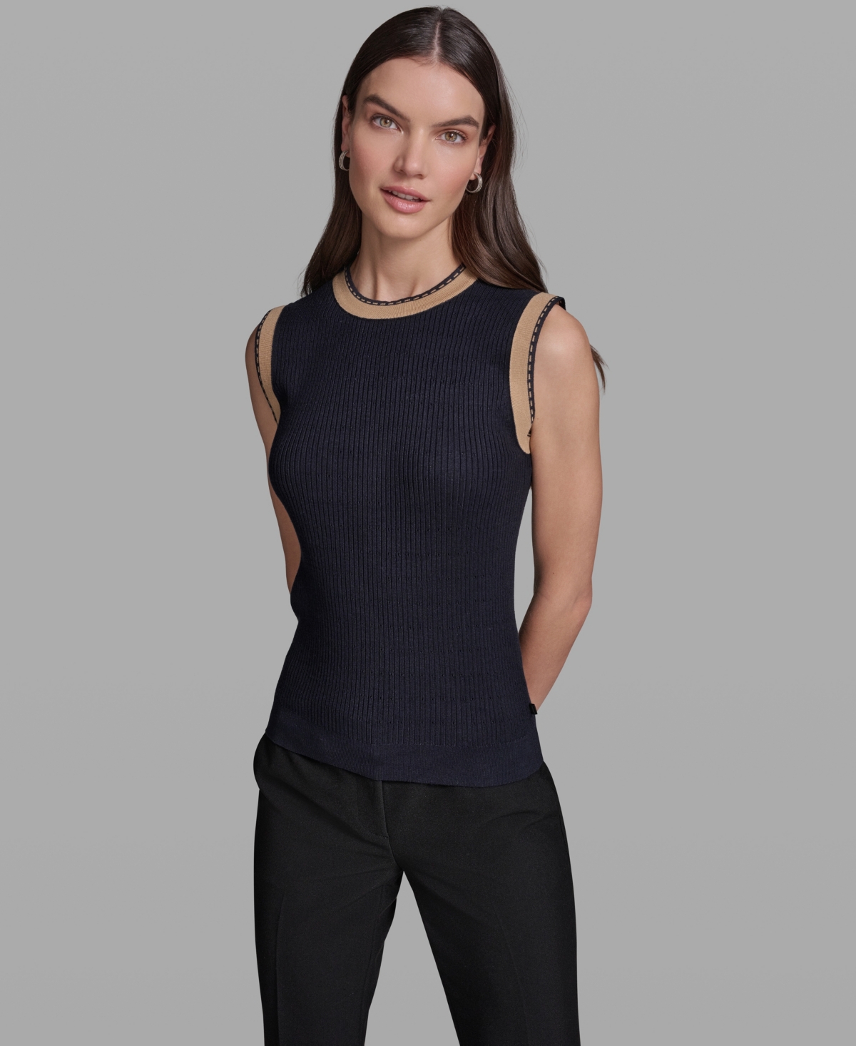 Click here for Karl Lagerfeld Paris Womens Crewneck Sleeveless Sw... prices