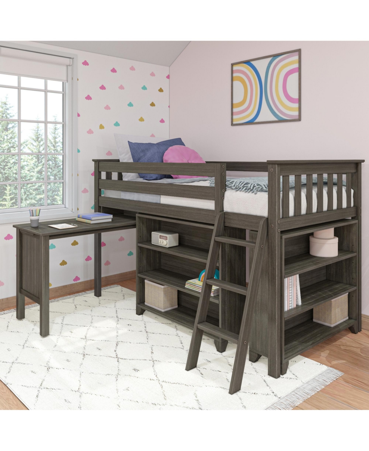 Click here for Max & Lily Twin-Size Low Loft With Pull-Out Desk a... prices
