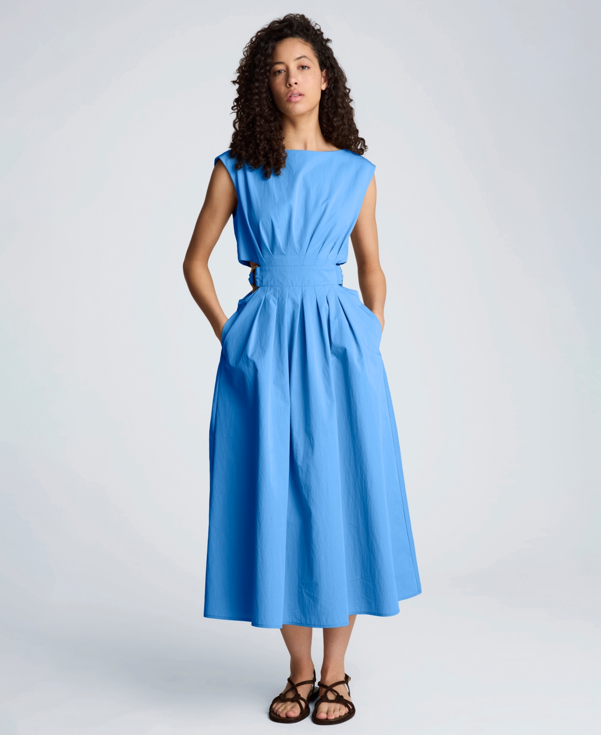 Click here for Kenneth Cole Womens Sleeveless Boat Neck Midi Dres... prices