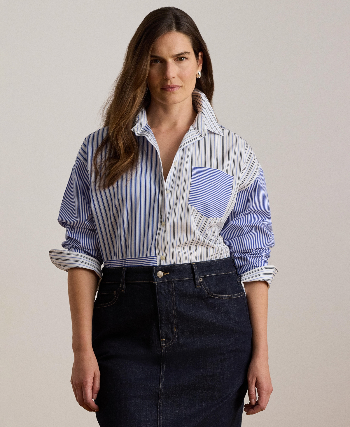 Click here for Lauren Ralph Lauren Womens Spread Collar Striped B... prices