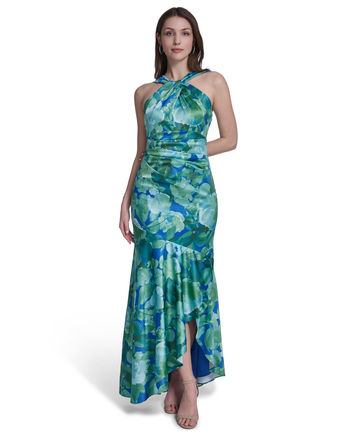 Click here for Eliza J Womens Printed Twist Halter Neck Gown - TU... prices
