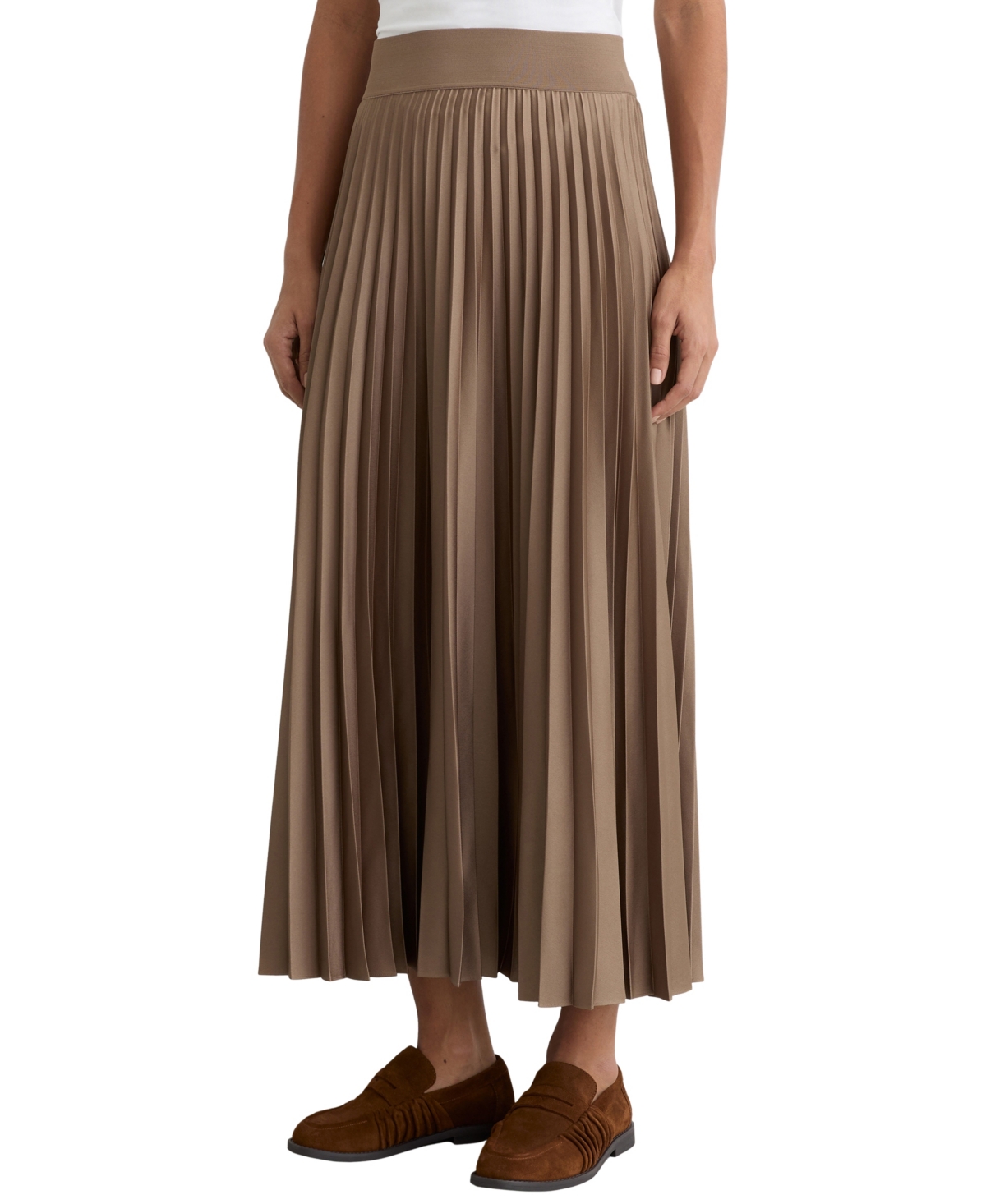 Click here for Reiss Womens Pleated Midi Skirts - Mocha Brow prices