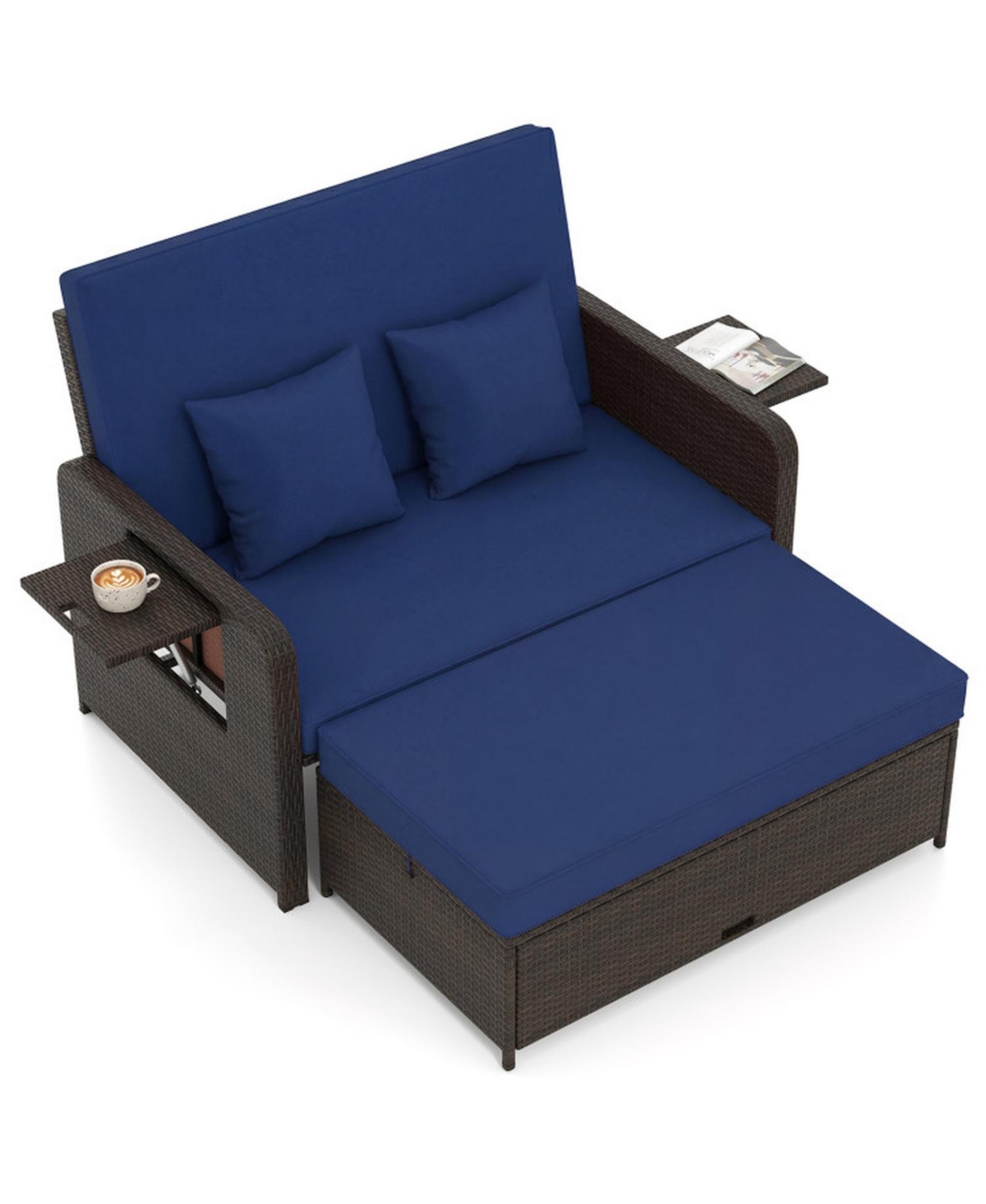 Click here for Gouun Outdoor Rattan Daybed Loveseat with 4-Positi... prices