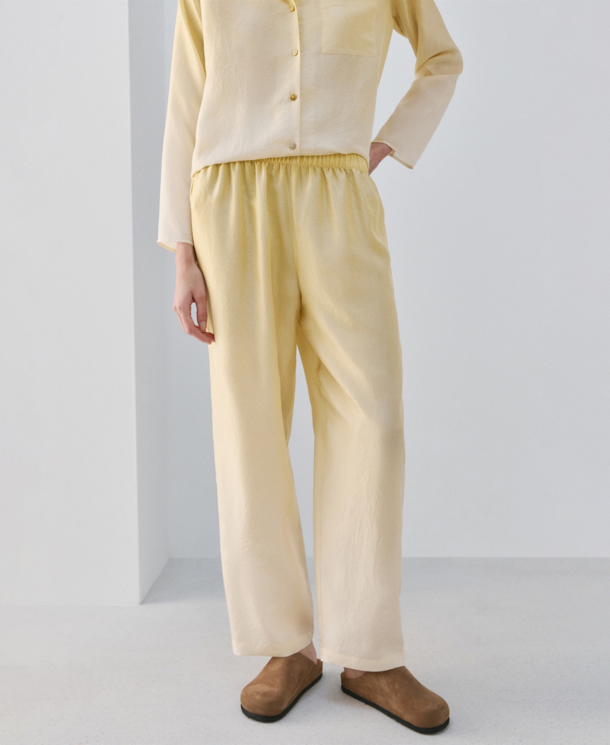 Click here for Mango Womens Ombre Silk Trousers - Pastel Yellow prices