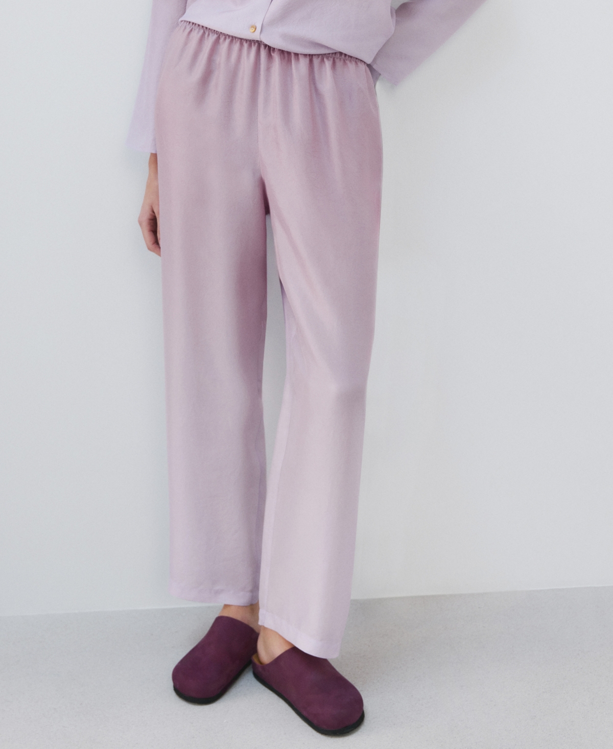 Click here for Mango Womens Ombre Silk Trousers - Lilac prices