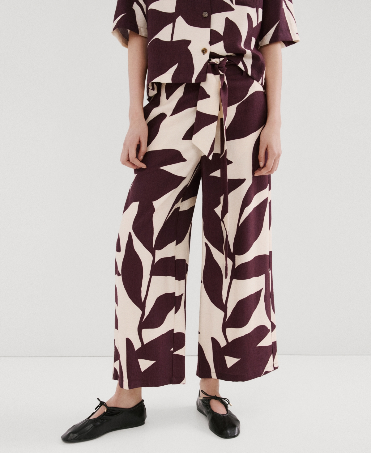 Click here for Mango Womens Printed Straight Pants - Ecru prices