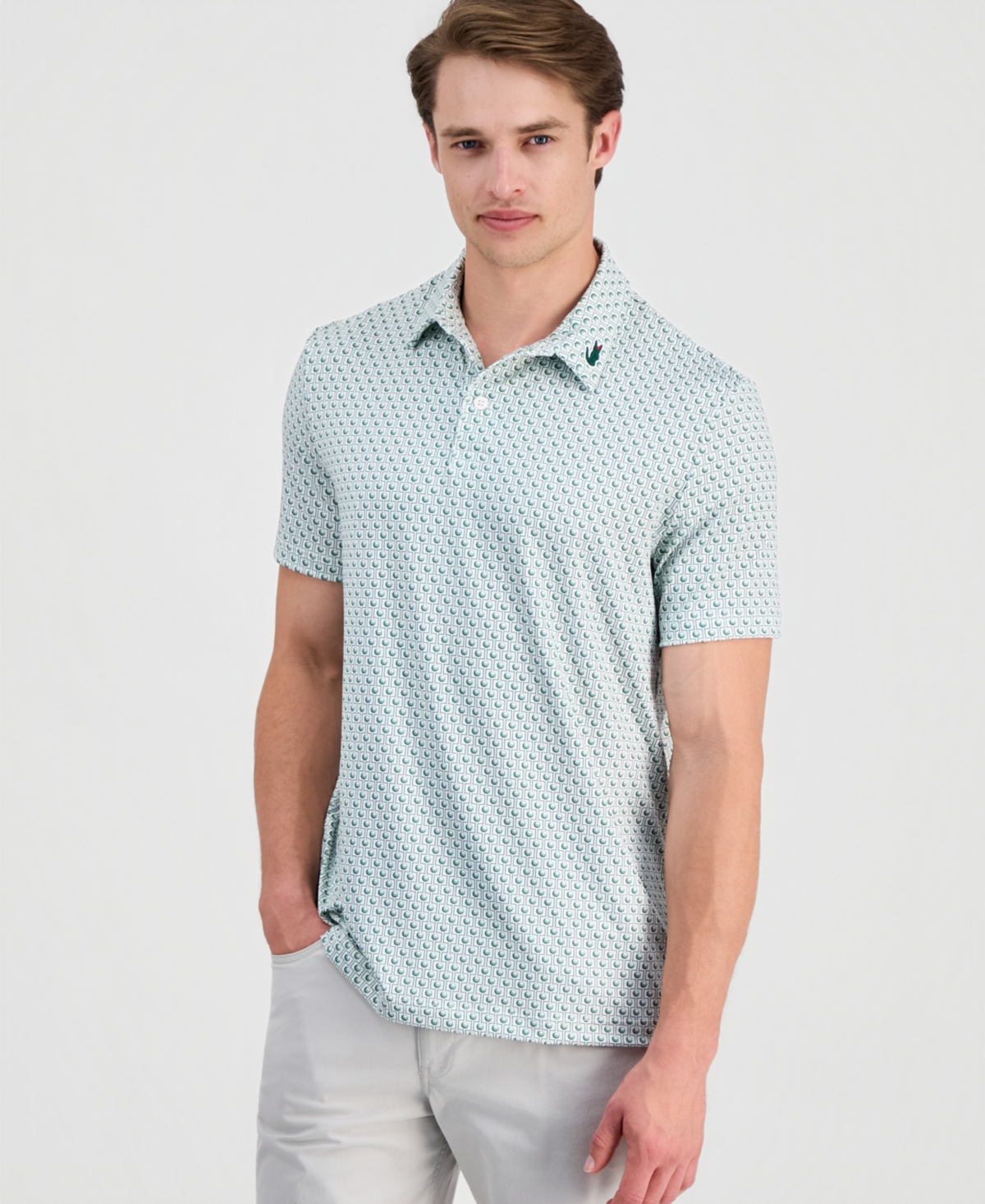 Click here for Lacoste Mens Ribbed Collar Printed Polo Shirt - Fl... prices