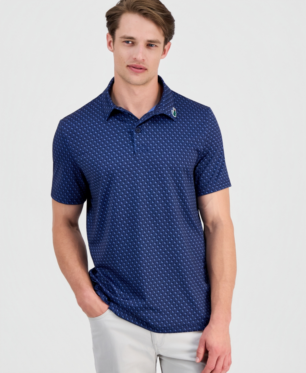 Click here for Lacoste Mens Ribbed Collar Printed Polo Shirt - Na... prices