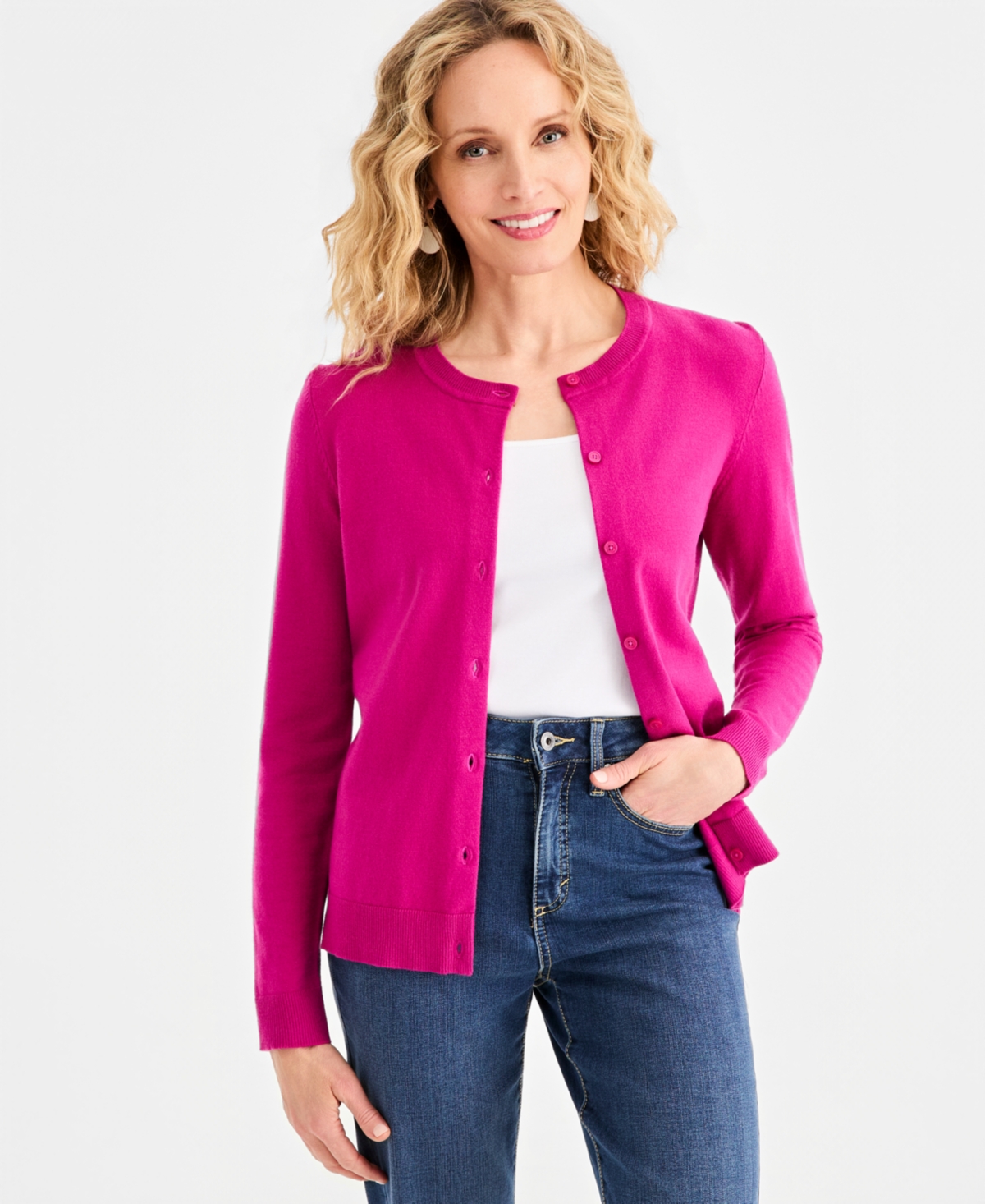 Click here for Style & Co Womens Button-Down Long-Sleeve Cardigan... prices