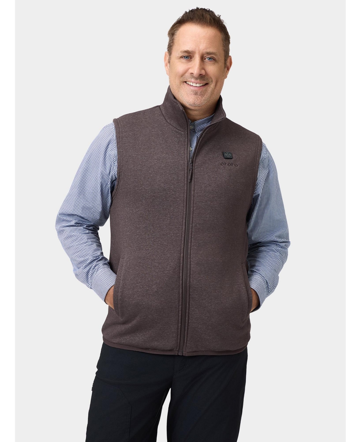 Click here for ororo Mens 4-Zone Fleece Heated Vest - Brown stone prices