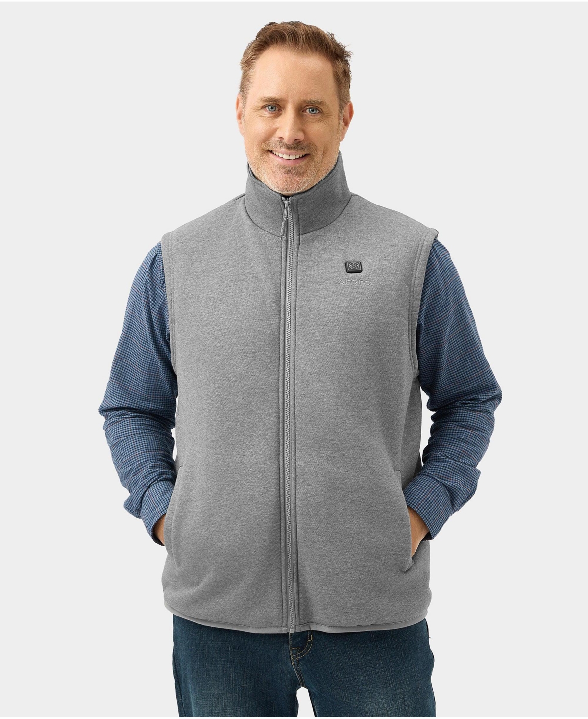 Click here for ororo Mens 4-Zone Fleece Heated Vest - Flecking gr... prices