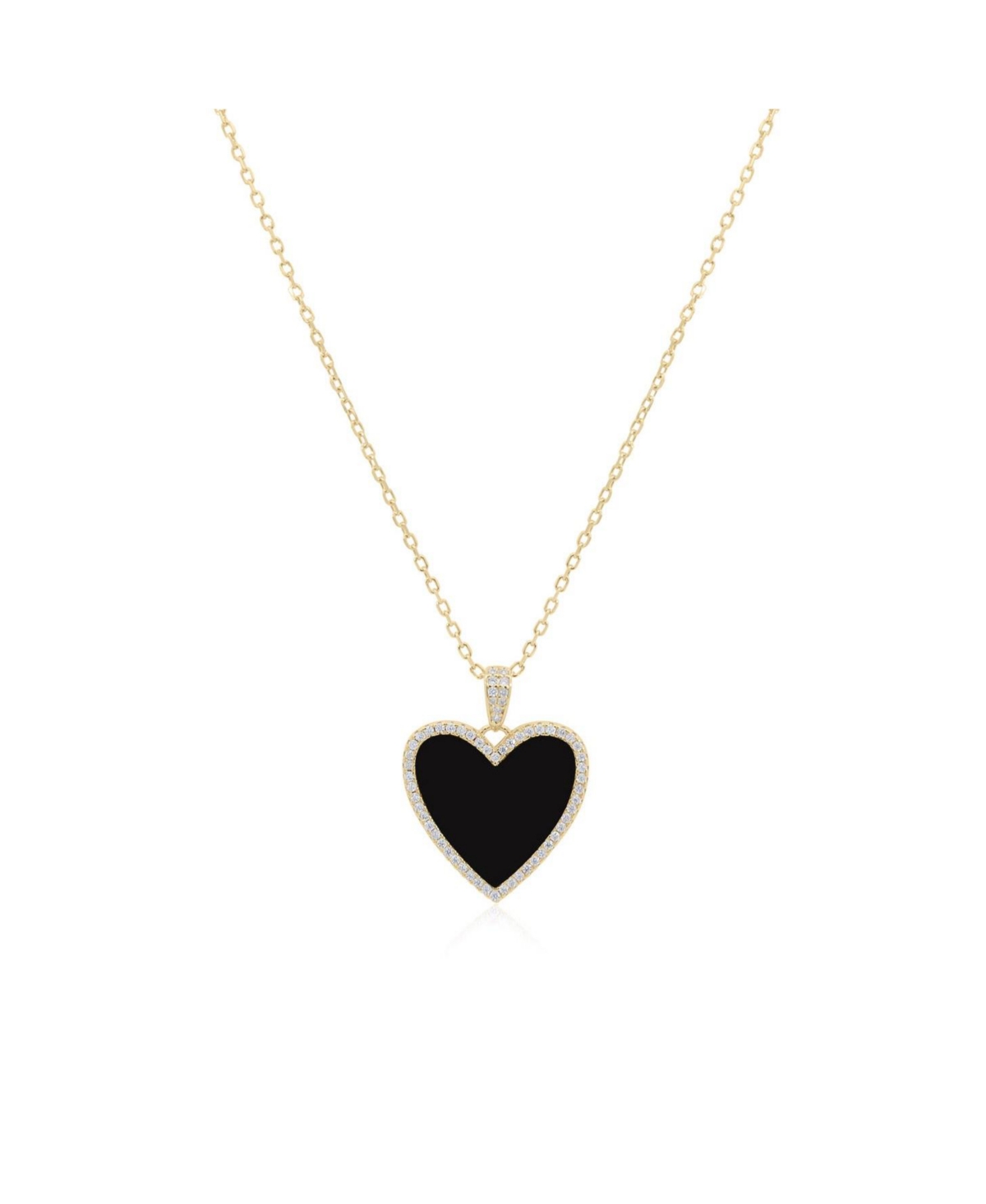 Click here for The Lovery Large Onyx Cz Halo Heart Necklace 14K G... prices