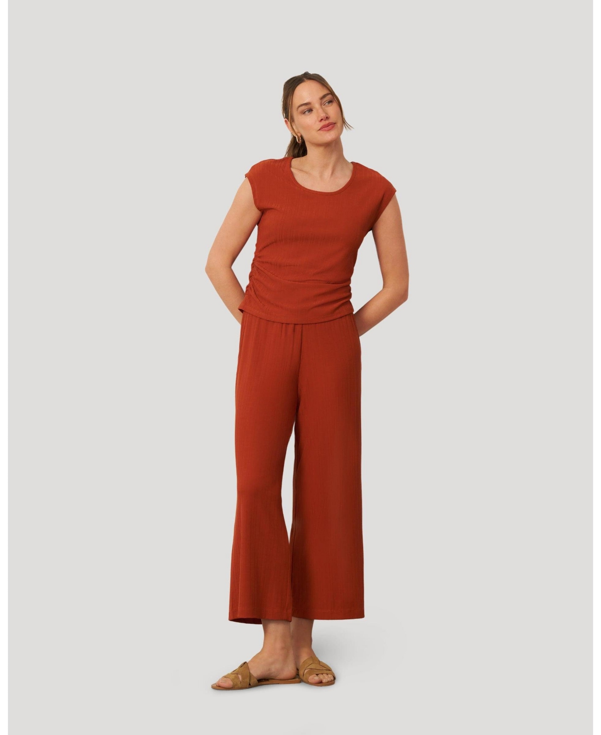 Click here for Cable & Gauge Womens Rib Side Shirred Top and Wide... prices