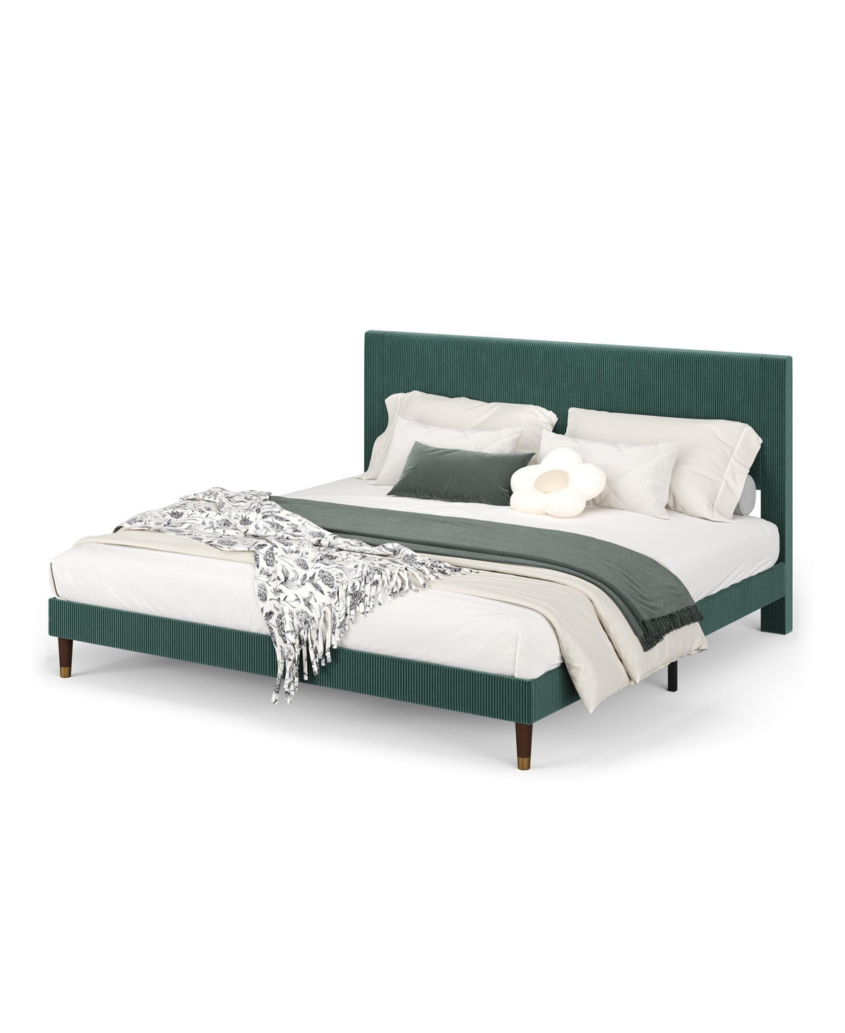 Click here for Homfan Corduroy Upholstered Bed Frame with Headboa... prices