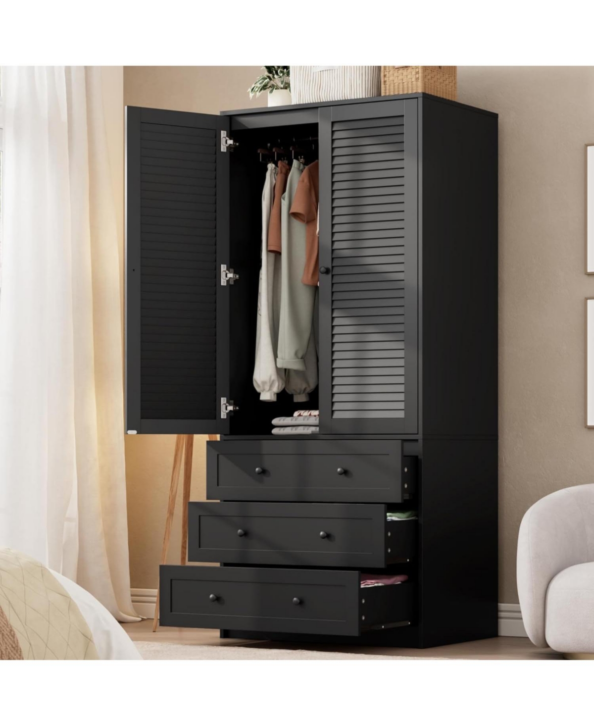 Click here for gaomon 70 Wardrobe Armoire Wooden Closet with 2 Do... prices