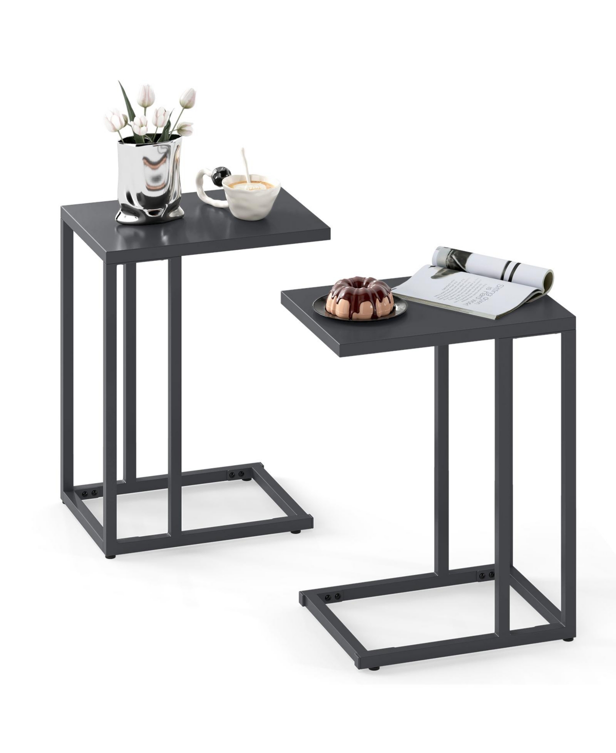 Click here for Gymax C Shaped End Table Set of 2 with Metal Frame... prices