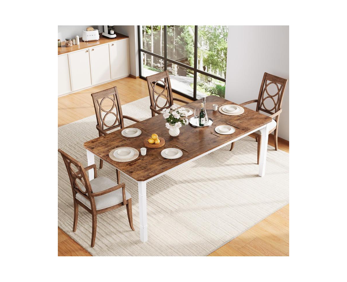 Click here for gaomon Industrial 6-8 Person Dining Table with Met... prices