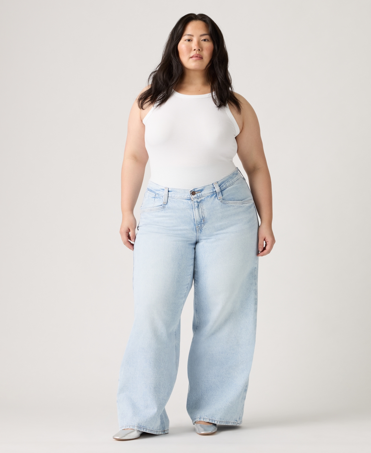 Click here for Levis Plus Size Mid-Rise Wide-Leg Baggy Jeans - Ab... prices