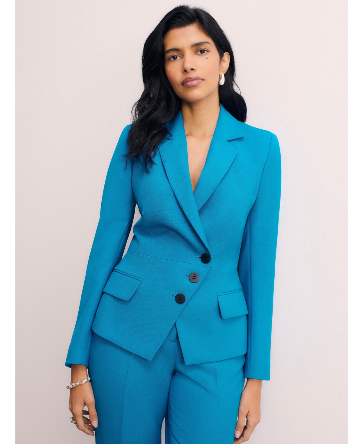 Click here for The Fold Womens Belmont Wool Blazer - Blue prices