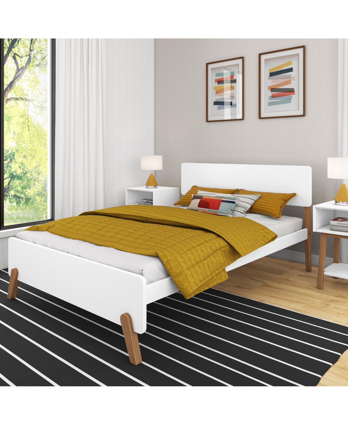 Click here for Max & Lily Bed Frame  Mid-Century Modern Solid Woo... prices