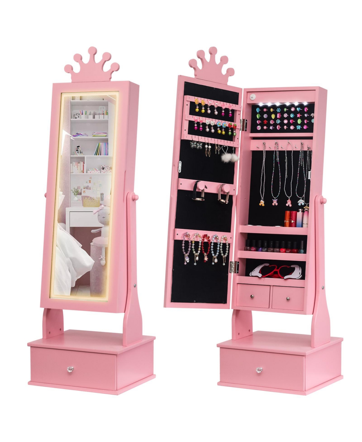 Click here for homfan Freestanding Jewelry Armoire Cabinet - Full... prices