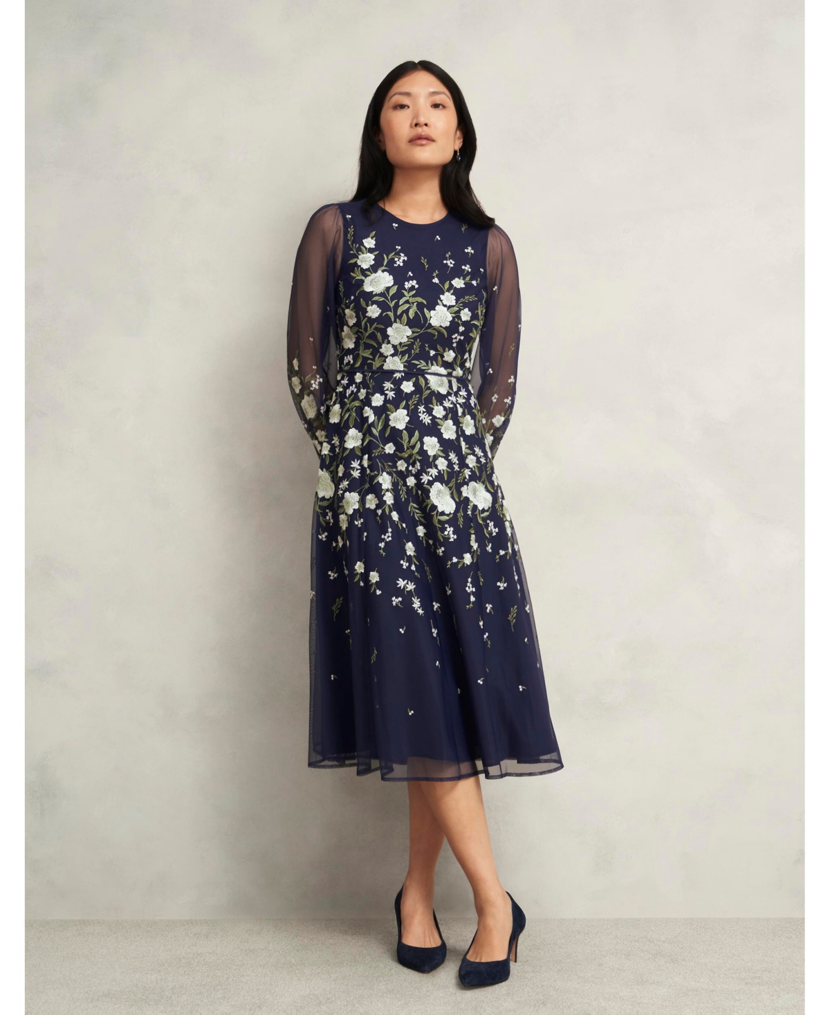 Click here for Hobbs London Womens Lois Embroidered Dress - Dark... prices
